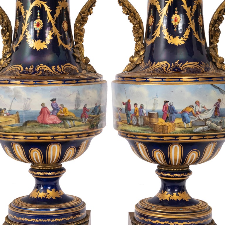 Pair 19th Century Monumental Antique Sevres French Porcelain Ormolu ...