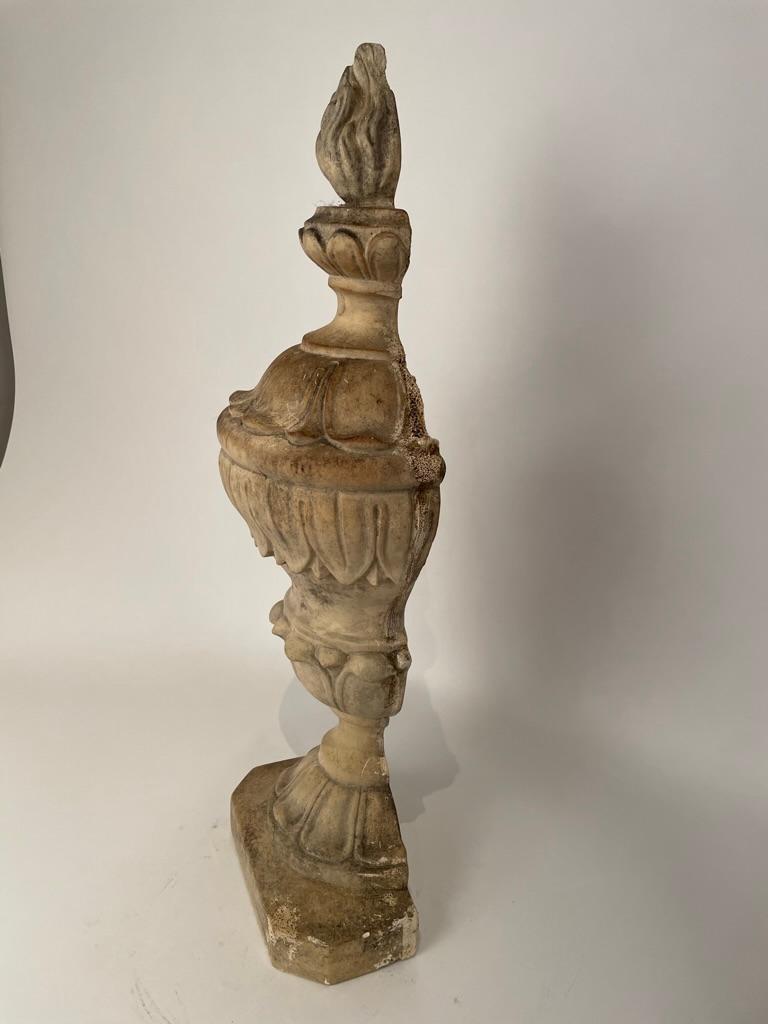 Pair 19th Century Neoclassical Style Italian Plaster Urns with Flame ...