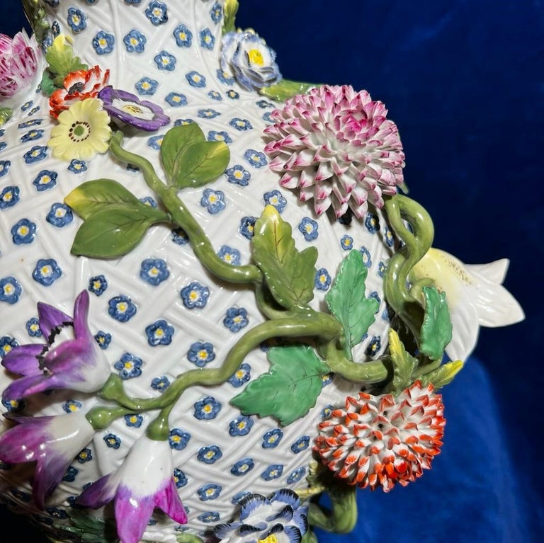 Pair 19th Century Rococo Style Meissen Porcelain Parrot and Flower ...