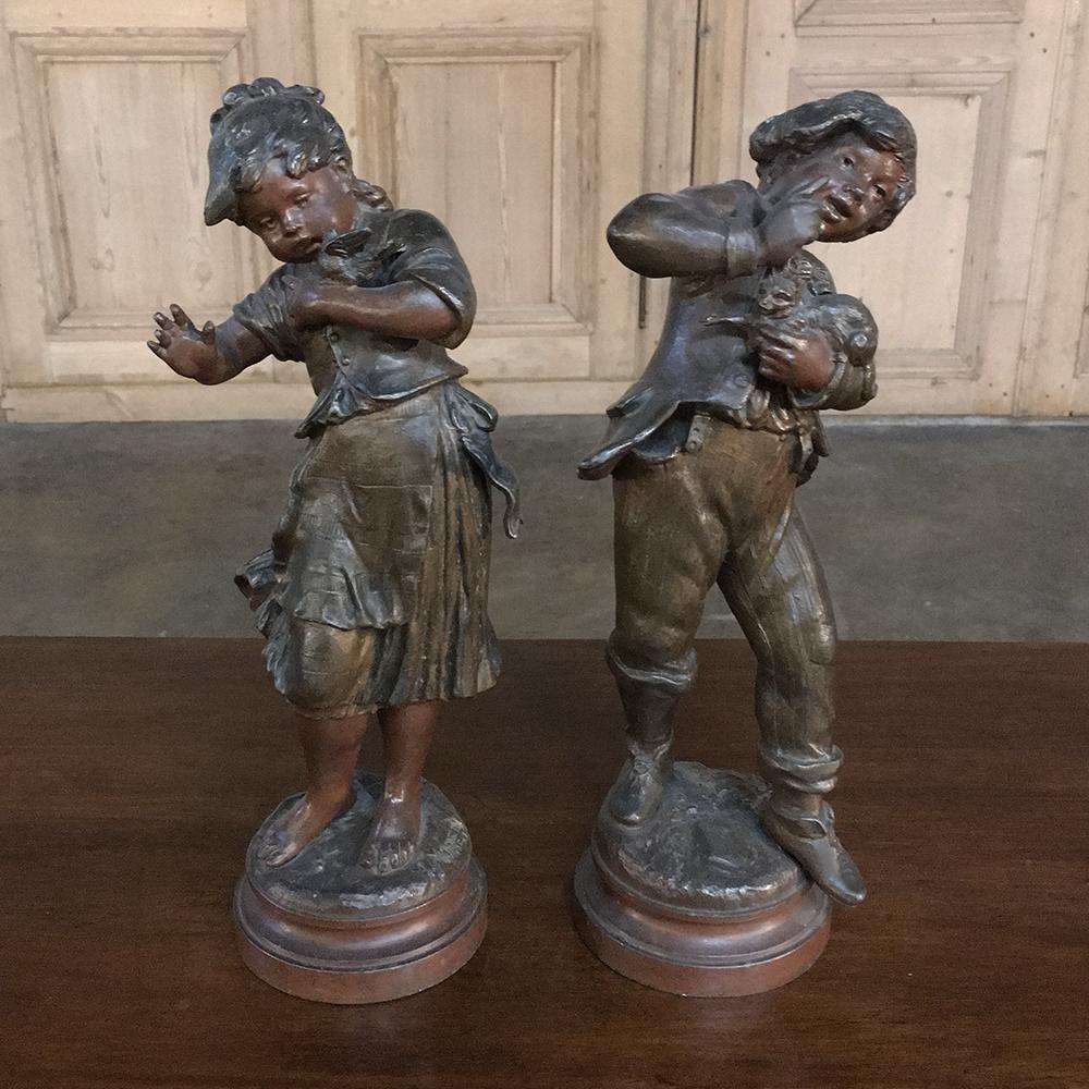 Pair of 19th Century Romantic Spelter Statues by Auguste Moreau For ...