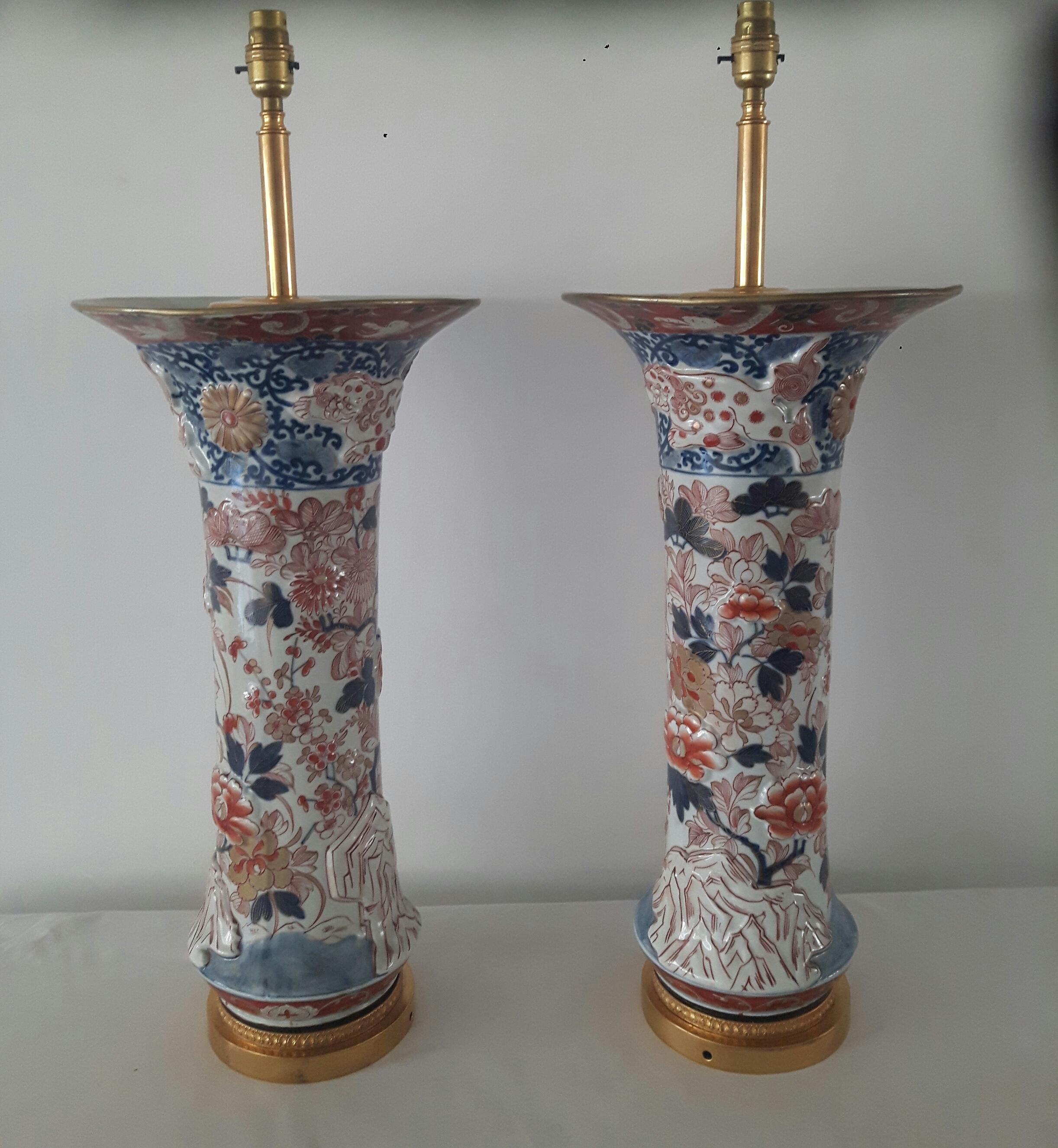 Pair 19th Century Samson beaker vases converted to lamps For Sale at ...