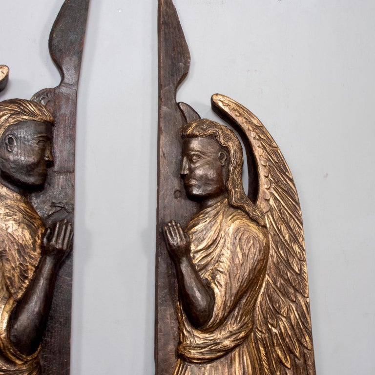 Pair of 19th Century Scottish Chip Carved Angels with Gilt Detail at ...
