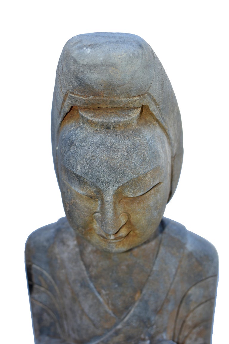 Pair of Vintage Stone Court Lady Statues For Sale at 1stDibs