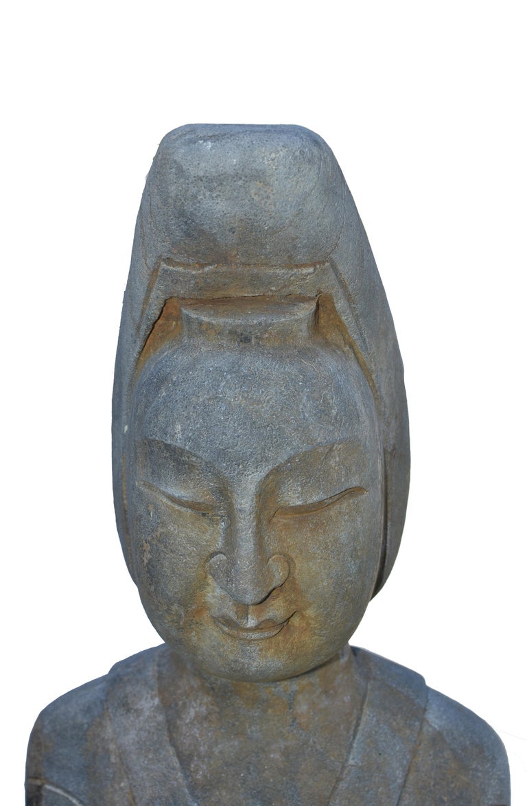 Pair of Vintage Stone Court Lady Statues For Sale at 1stDibs