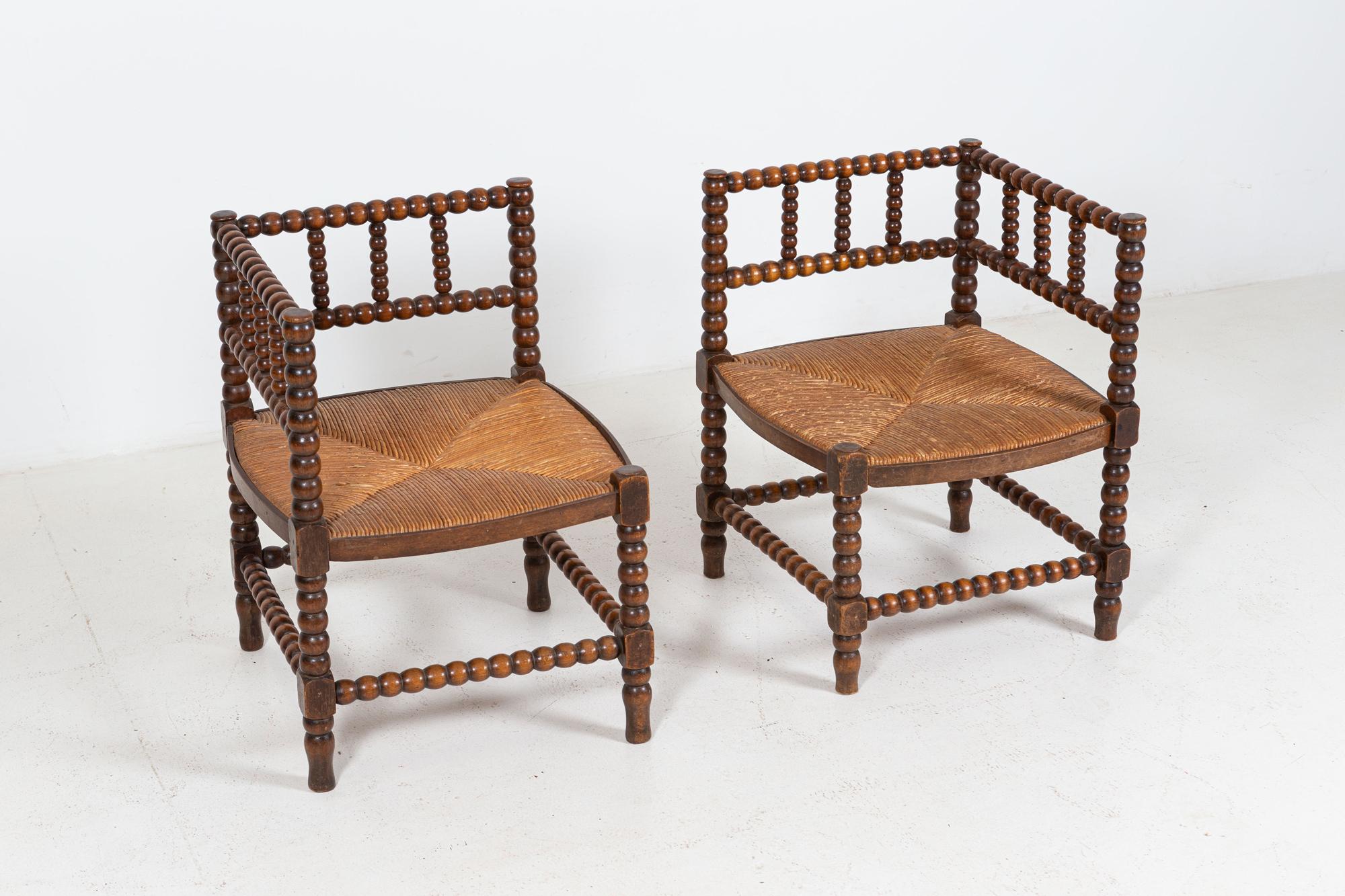 Pair 19thC French Bobbin Rattan Corner Chairs at 1stDibs | antique ...
