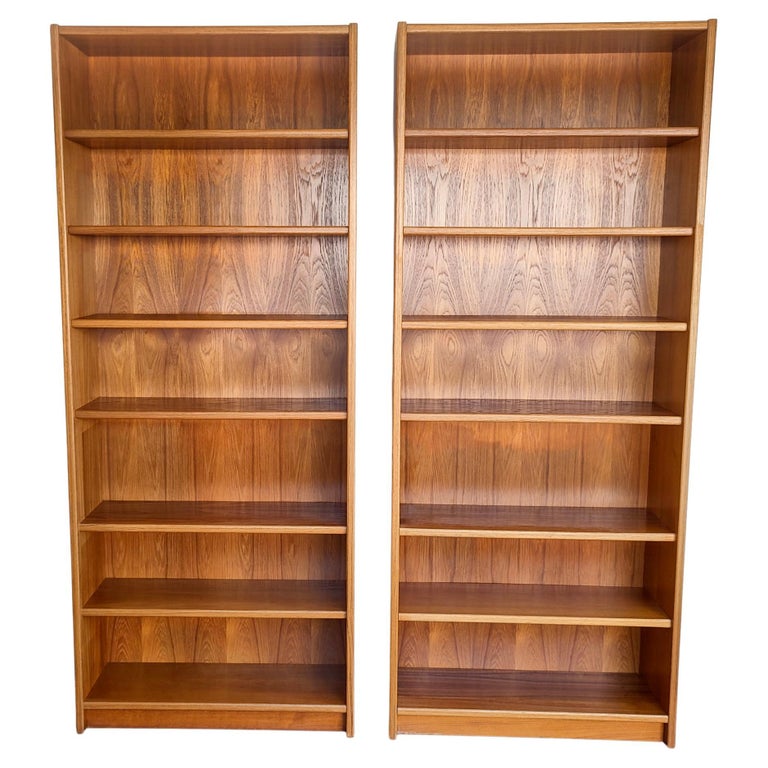Pair '2' of Tall Mid-Century Danish Modern Teak Bookshelves at 1stDibs