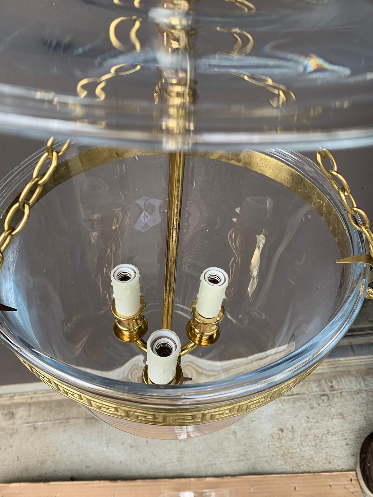Pair of 20th Century Bell Jar Three-Light Lanterns with Greek Key ...