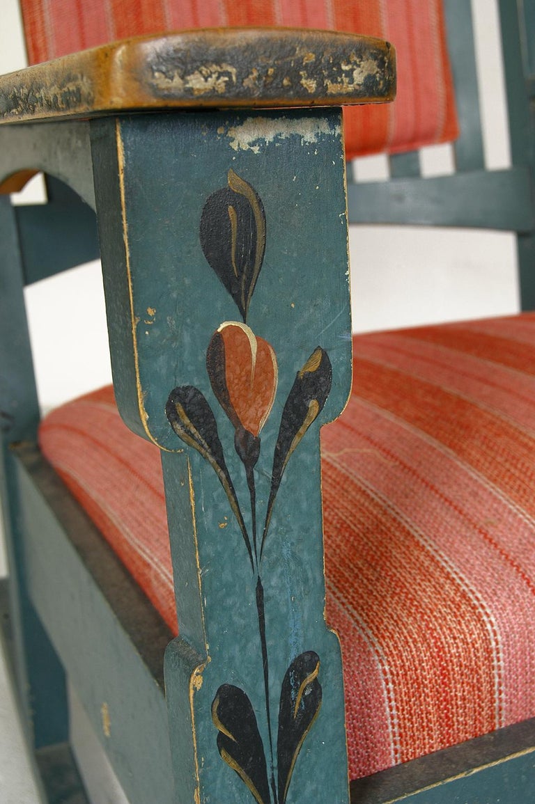 20th Century Swedish Dalarna Folk Art Painted Scandinavian Rocking ...