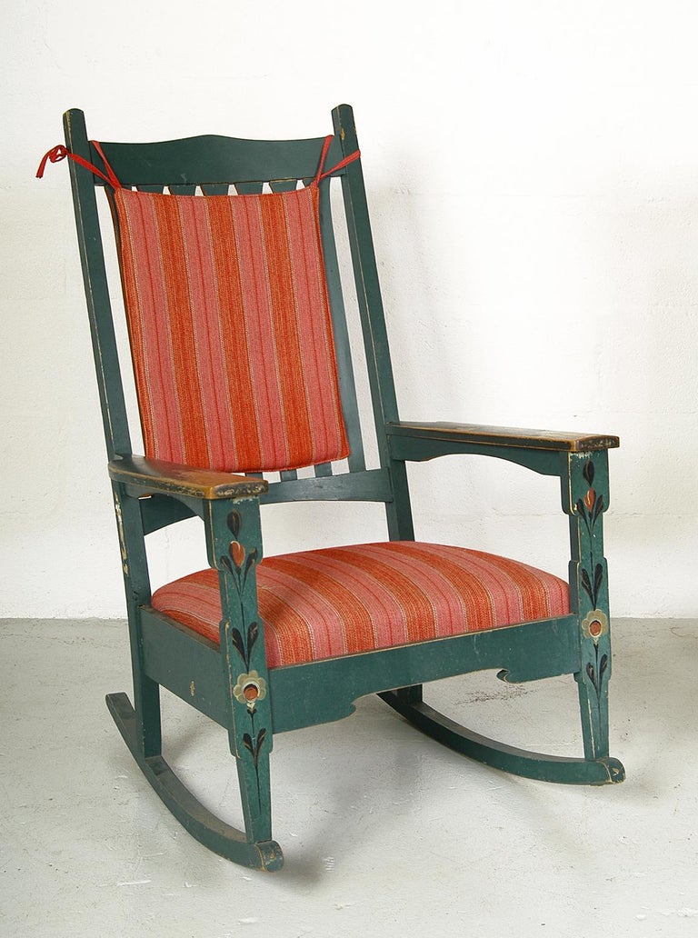 20th Century Swedish Dalarna Folk Art Painted Scandinavian Rocking ...