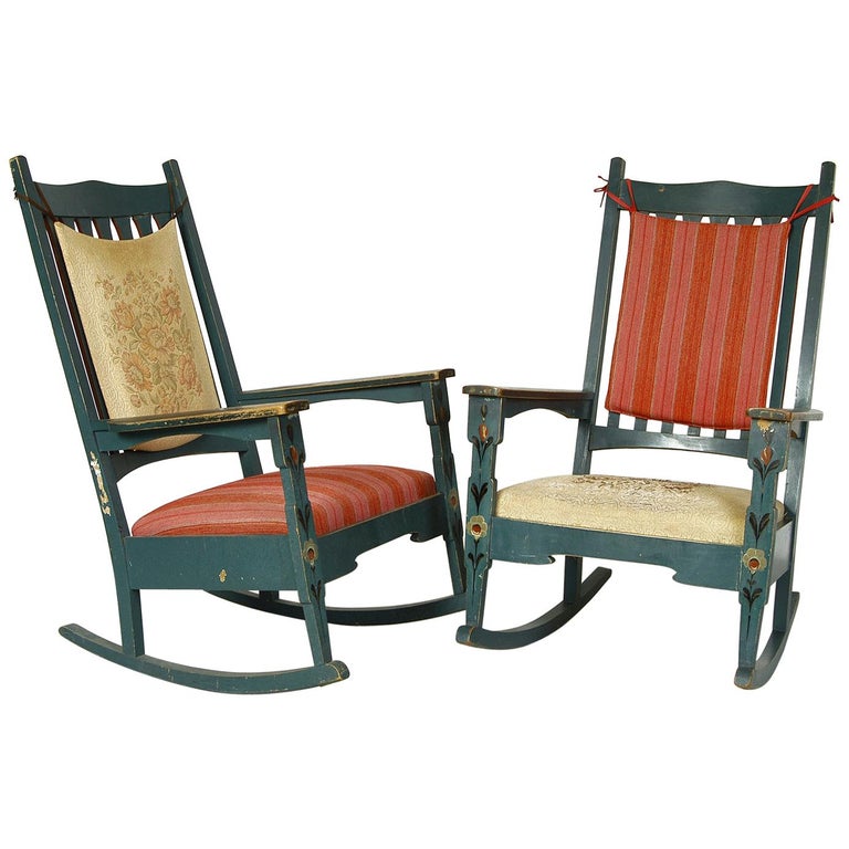 20th Century Swedish Dalarna Folk Art Painted Scandinavian Rocking ...