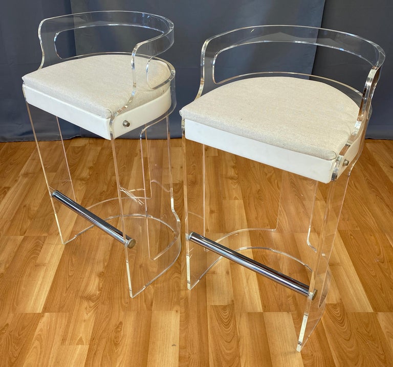 Pair of 1970s Modern Lucite Bar Stools by Hill Mfg at 1stDibs