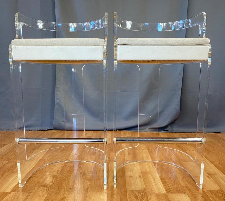 Pair of 1970s Modern Lucite Bar Stools by Hill Mfg at 1stDibs