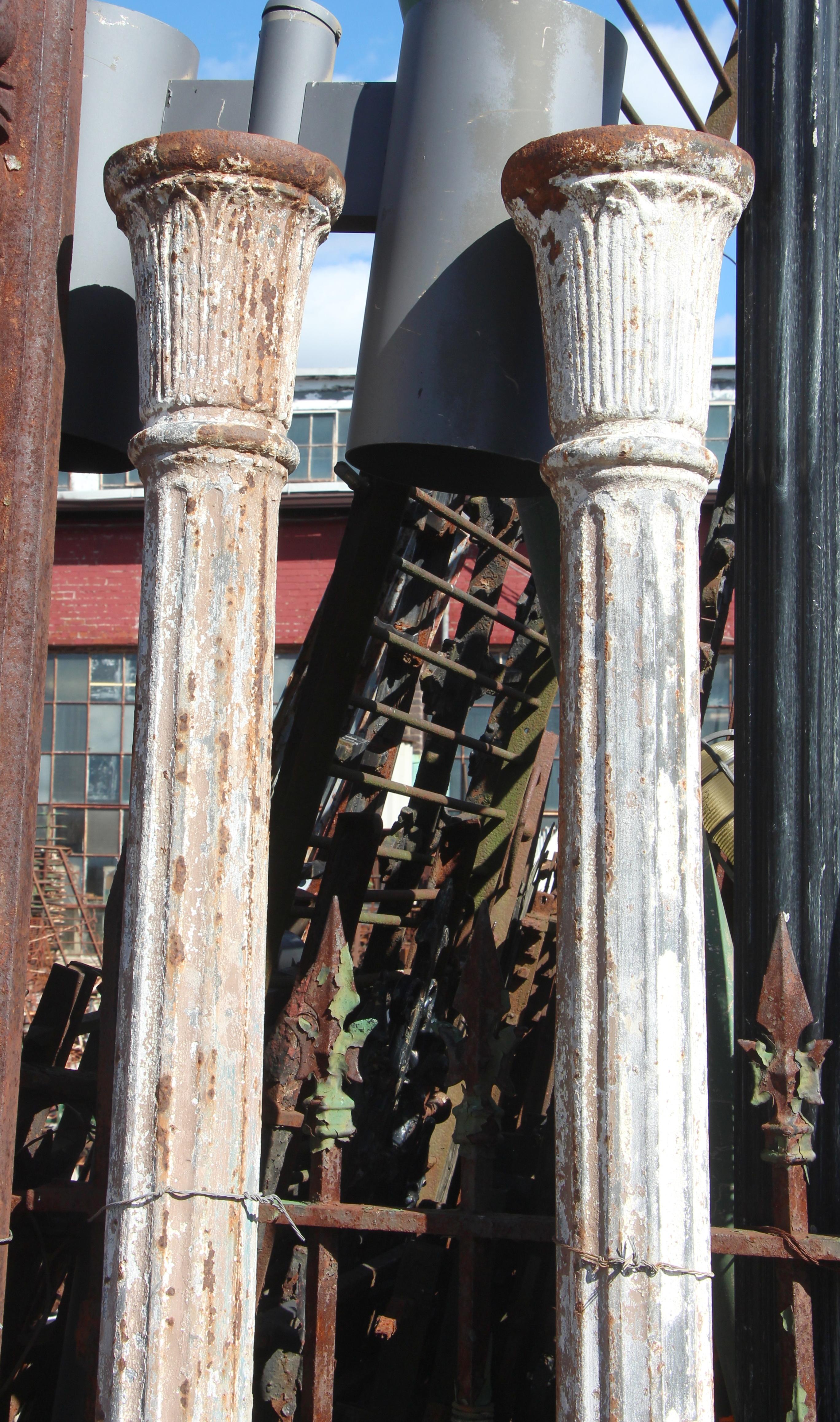 Pair Cast Iron Fluted Columns Capitals Acanthus Leaf Design For Sale at ...