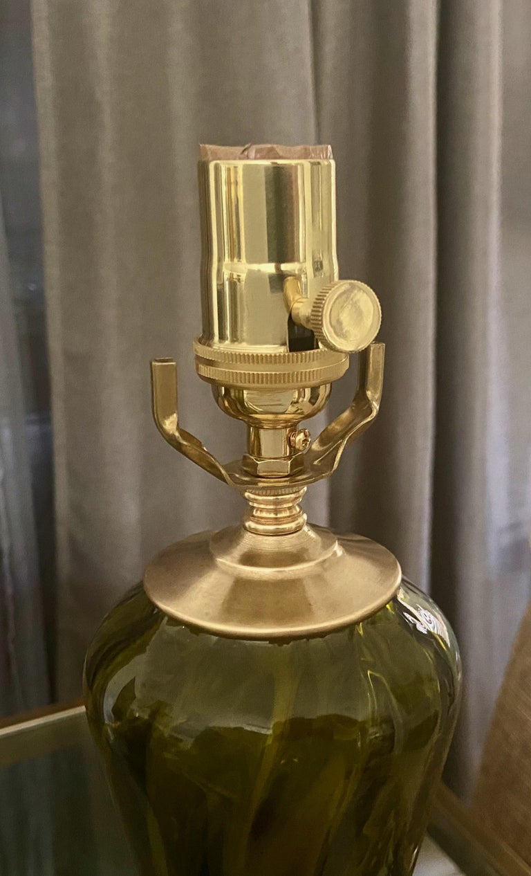 Pair Absinthe Coloured Murano Glass Lamps For Sale at 1stDibs