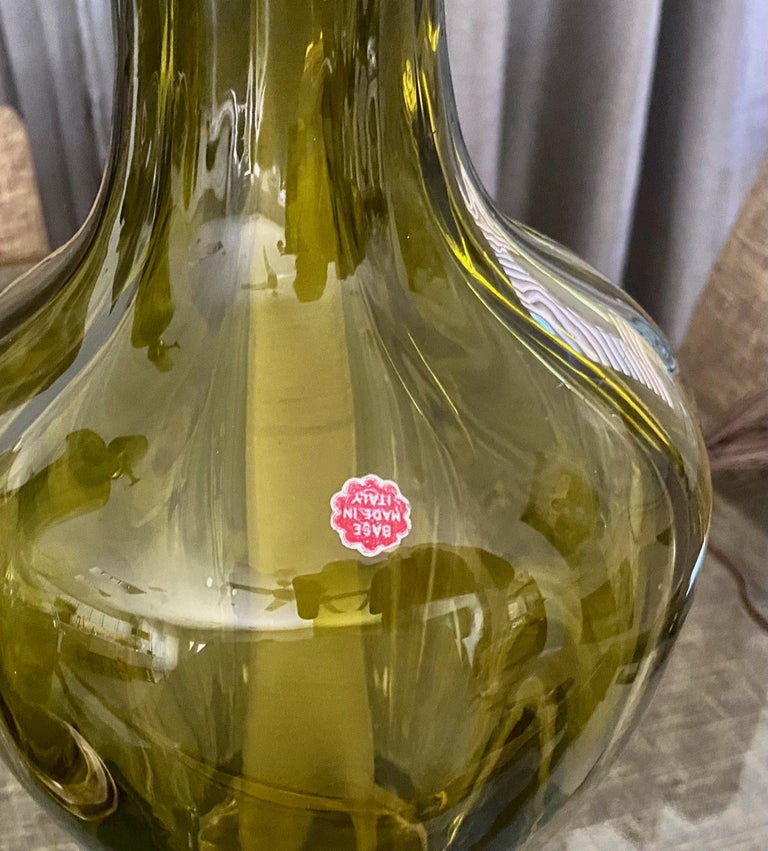 Pair Absinthe Coloured Murano Glass Lamps For Sale at 1stDibs