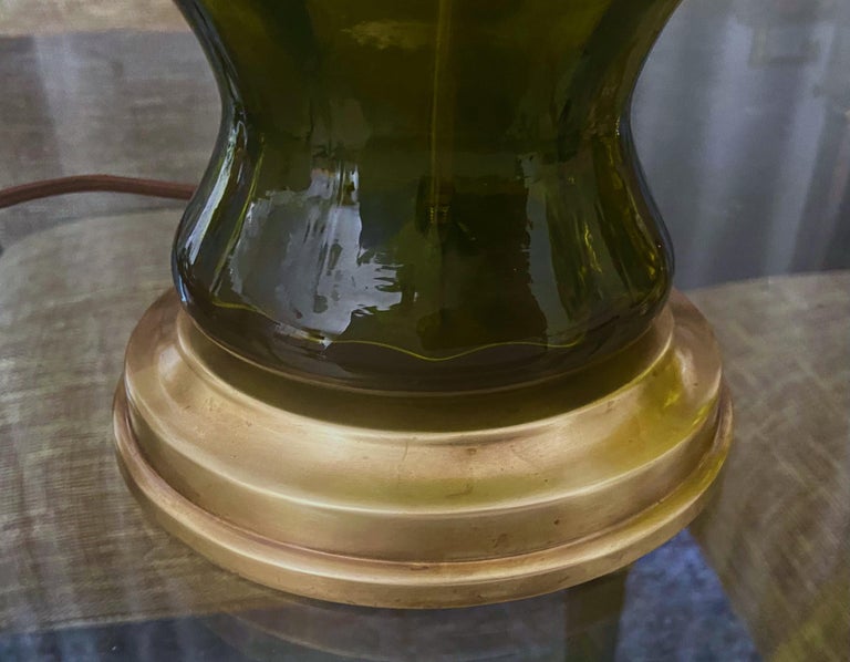 Pair Absinthe Coloured Murano Glass Lamps For Sale at 1stDibs