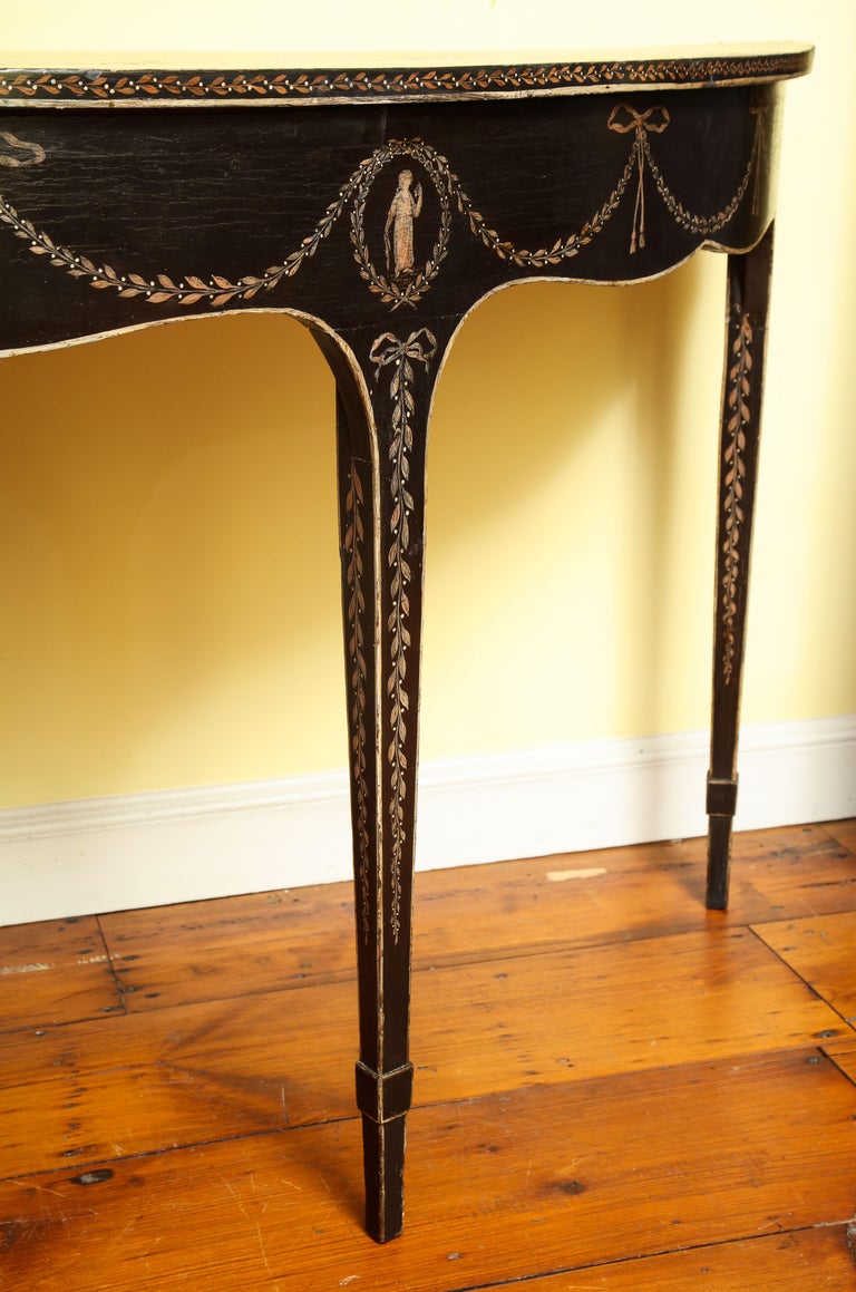 Pair Adam Period Papier Mache and Japanned D-shaped Console Tables ...