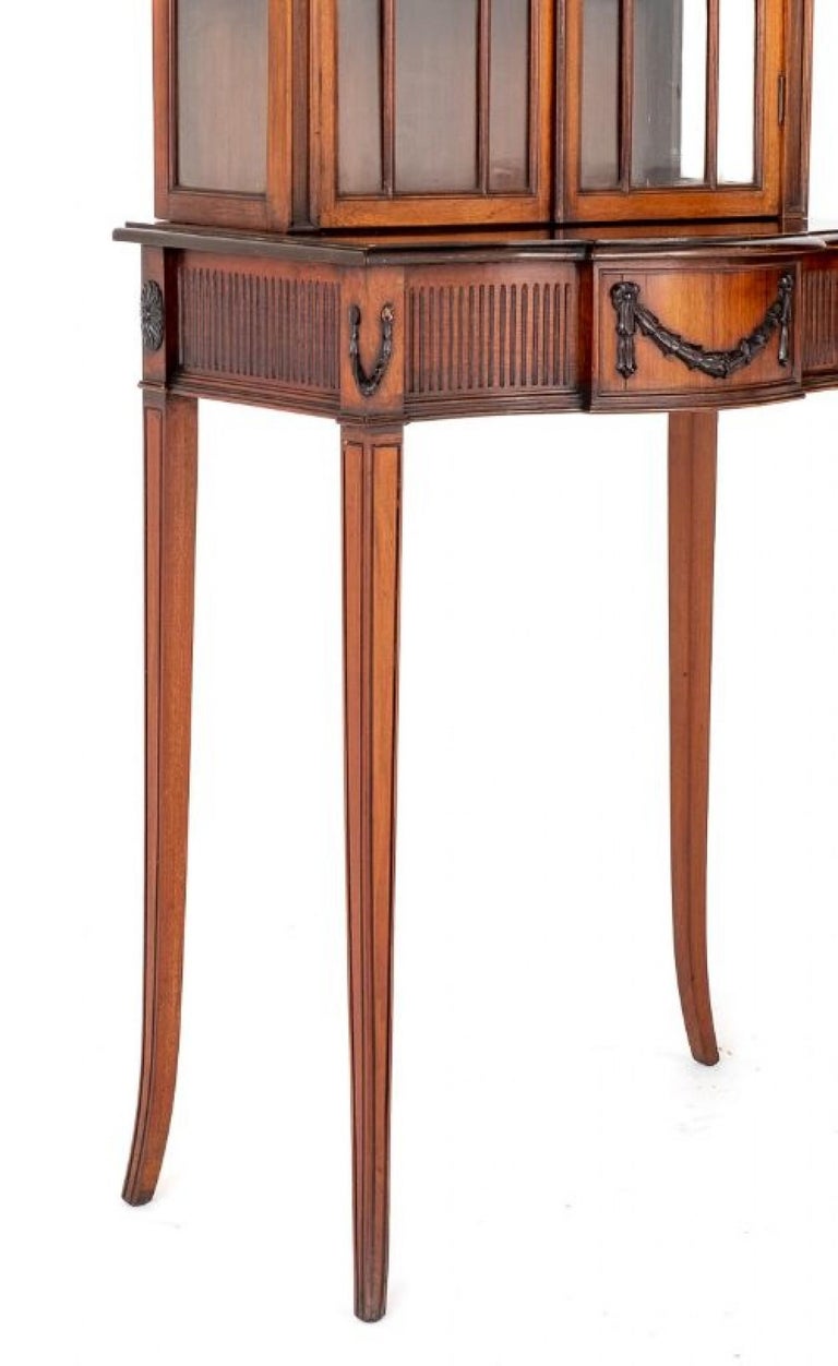 Pair Adams Display Cabinets Mahogany Antique Bookcase For Sale at 1stDibs