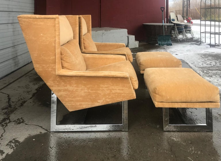 Pair of Adrian Pearsall Lounge Chairs / Ottomans, over Scale Dramatic ...