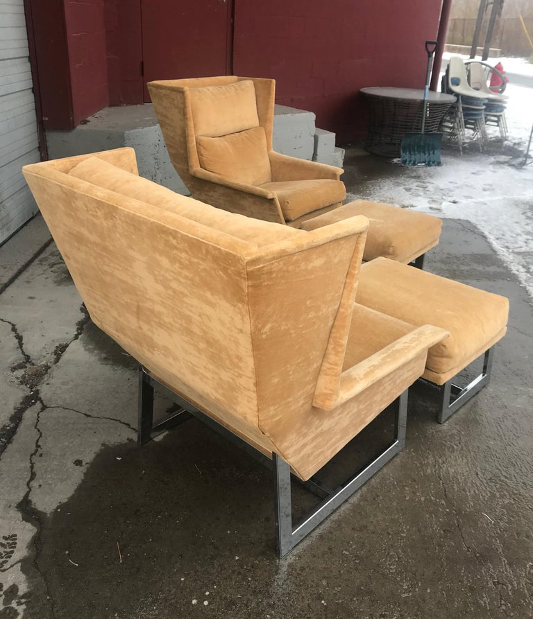 Pair of Adrian Pearsall Lounge Chairs / Ottomans, over Scale Dramatic ...