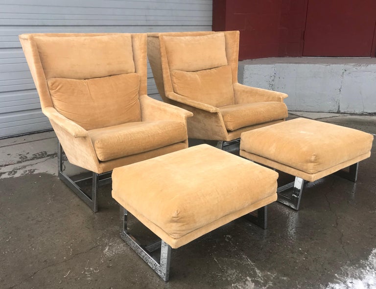 Pair of Adrian Pearsall Lounge Chairs / Ottomans, over Scale Dramatic ...