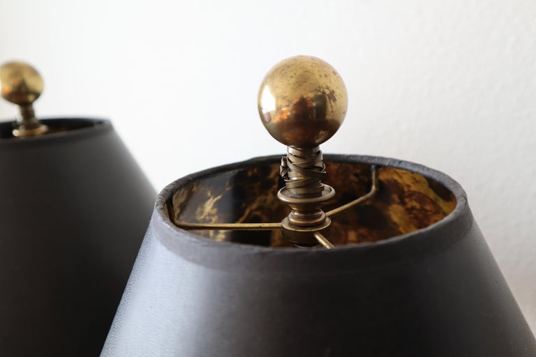 Pair Aged Brass Table Lamps by Hart Associates For Sale at 1stDibs