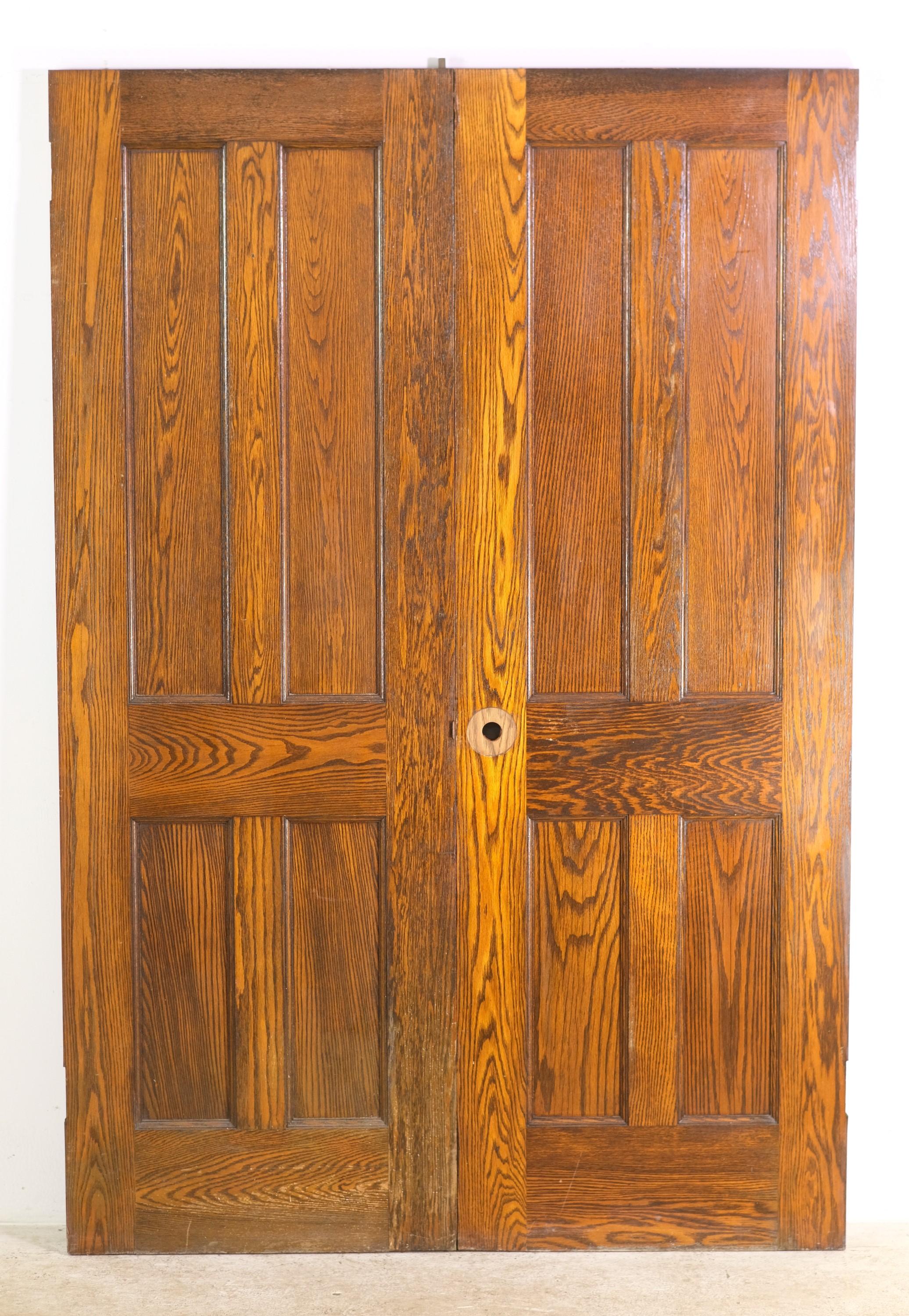 Pair American Chestnut Doors Featuring Four Panels Each Side For Sale ...