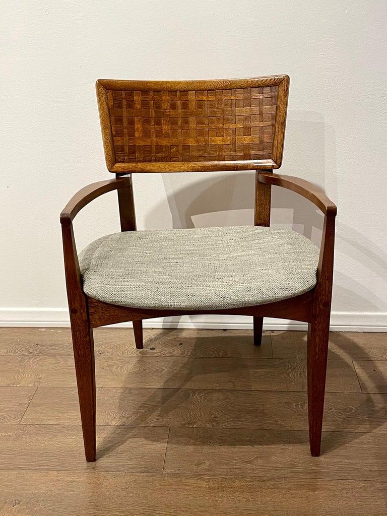 Pair American Mid Century Atomic Age Walnut Dining Chairs 1 Captain ...