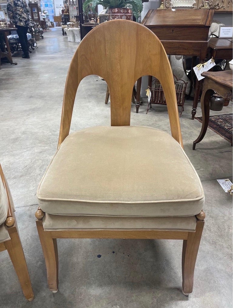 Pair, American Mid Century Walnut Spoon Back Chairs W/ Fine Upholstery ...