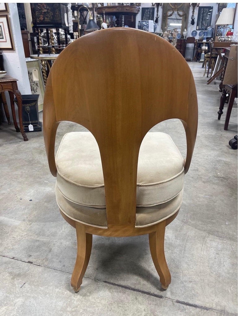 Pair, American Mid Century Walnut Spoon Back Chairs W/ Fine Upholstery ...