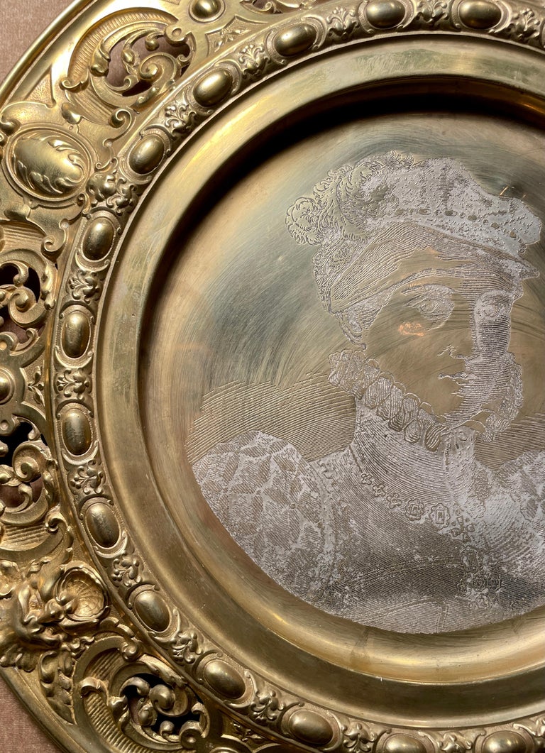 Pair Antique 19th Century English Etched Portraits in Brass For Sale at ...