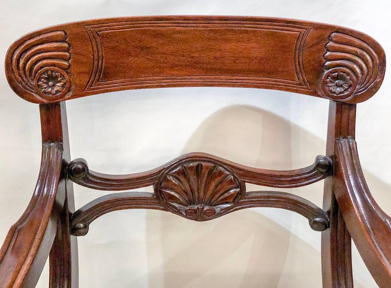 Pair of Antique 19th Century English Mahogany Armchairs and Foot Rests ...
