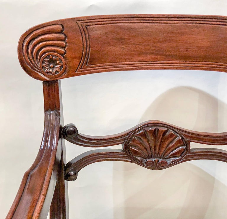 Pair of Antique 19th Century English Mahogany Armchairs and Foot Rests ...