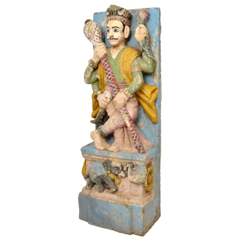 Pair Antique 19th Century Indian Hindu Carved Stone Temple Guard ...