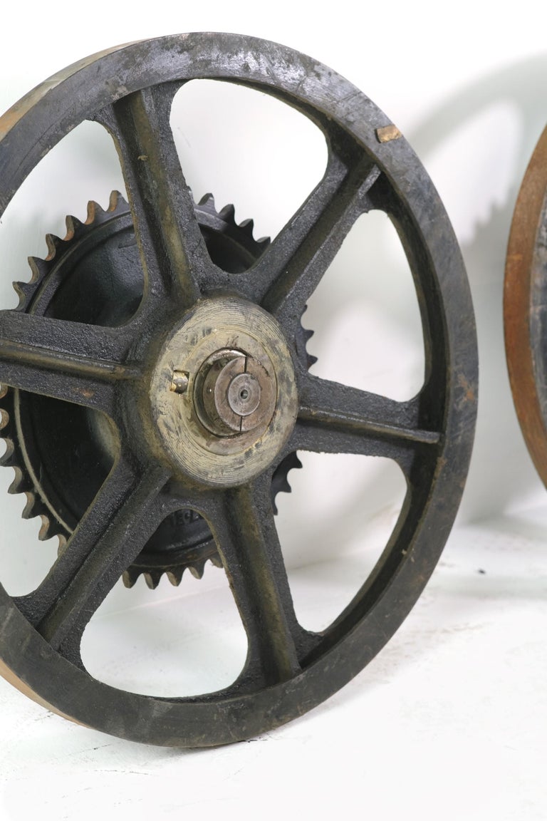 Pair Antique 24.5 in Dia. Steel and Cast Iron Gears Wheels For Sale at ...