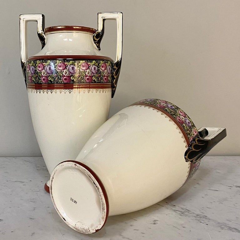 Pair Antique Boch Vases For Sale at 1stDibs