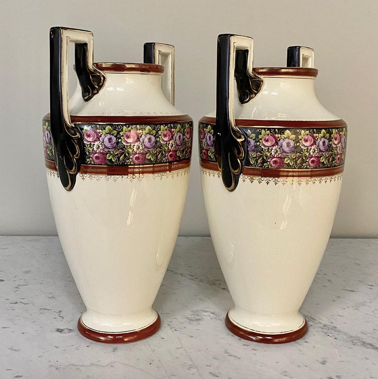 Pair Antique Boch Vases For Sale at 1stDibs