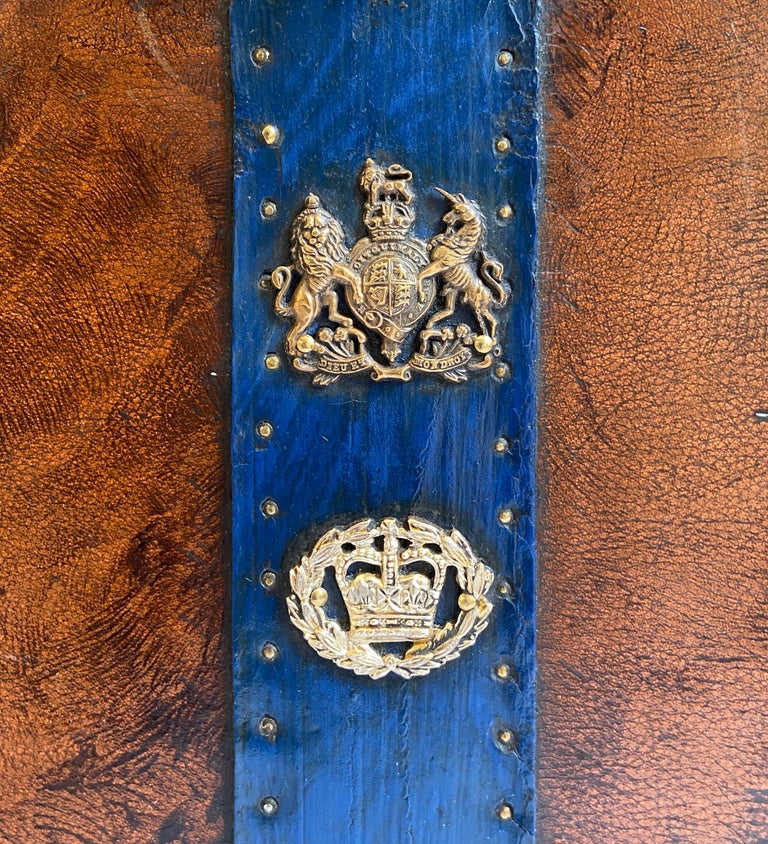 Pair Antique British Military Leather Chests with Insignia, circa 1920 ...