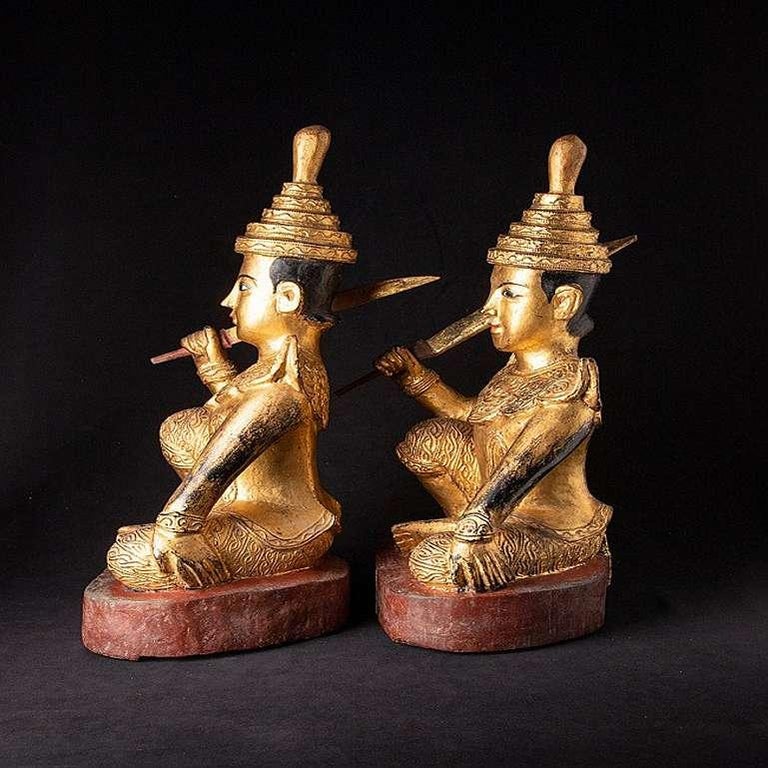 Pair Antique Burmese Nat Statues from Burma For Sale at 1stDibs