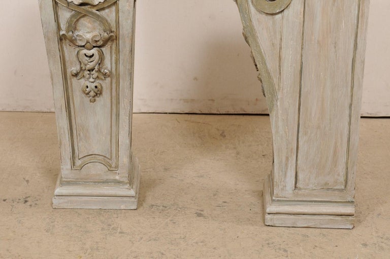 Pair Antique Carved-Wood Pedestals in Shell, Foliage, and Volute Motif ...