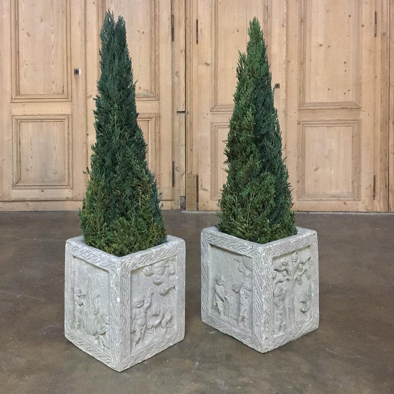 Pair of Antique Cast Stone Italian Planter Boxes at 1stDibs