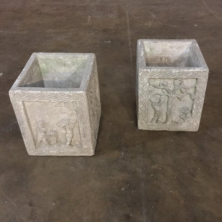 Pair of Antique Cast Stone Italian Planter Boxes at 1stDibs