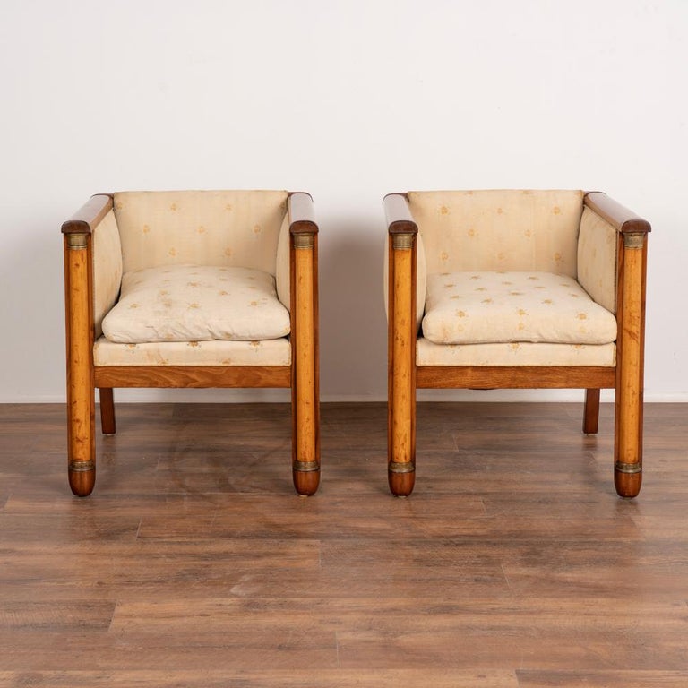 Pair, Antique Charles X Style Mahogany Arm Chairs, France circa 1940 ...