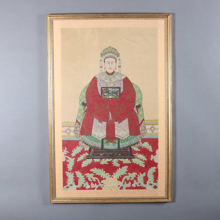 Pair of Antique Chinese Ancestral Painting, Large and Finely Painted in ...
