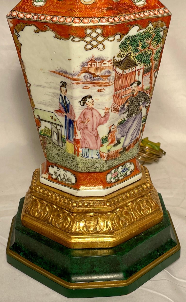 Pair Antique Chinese Export Rust Colored Porcelain Urns Made Into Lamps ...