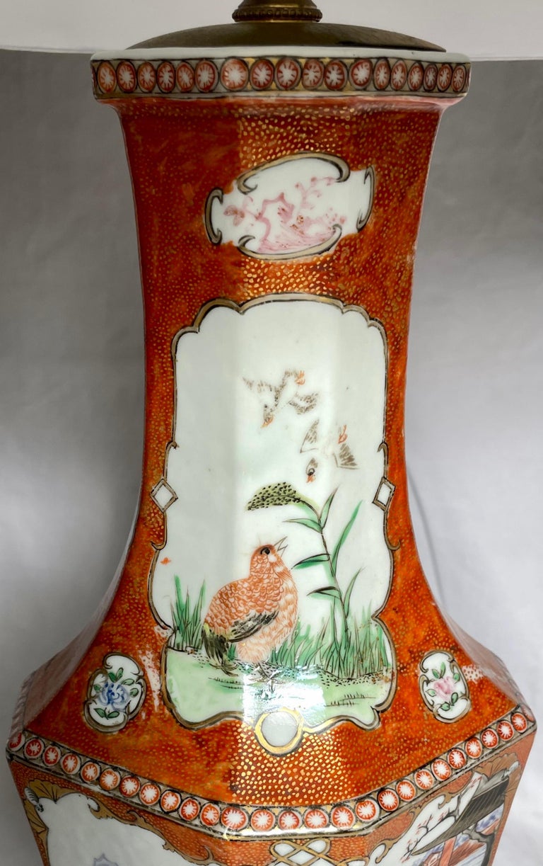 Pair Antique Chinese Export Rust Colored Porcelain Urns Made Into Lamps ...