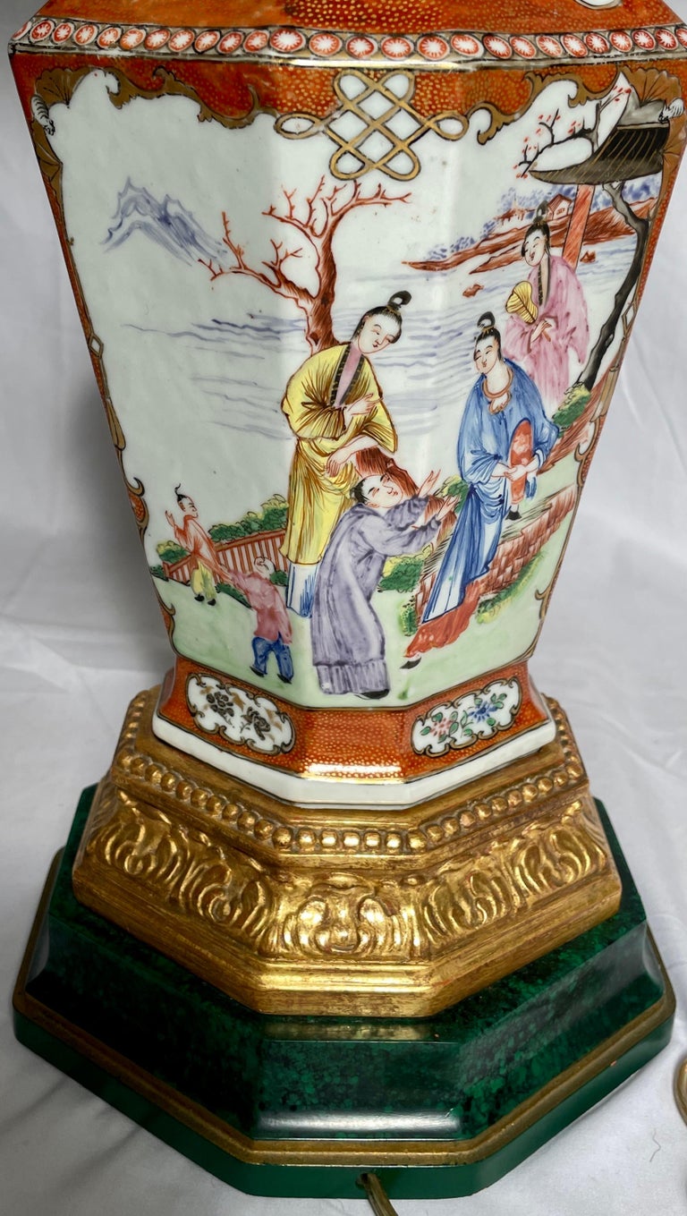 Pair Antique Chinese Export Rust Colored Porcelain Urns Made Into Lamps ...