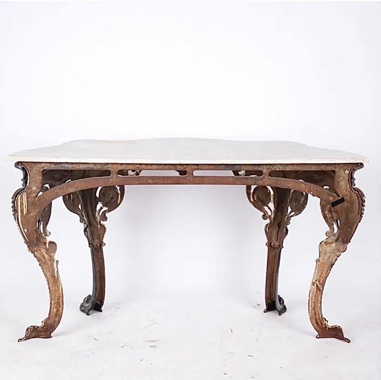 Pair Antique English Belle Epoque Cast Iron and Marble Consoles, Yates ...