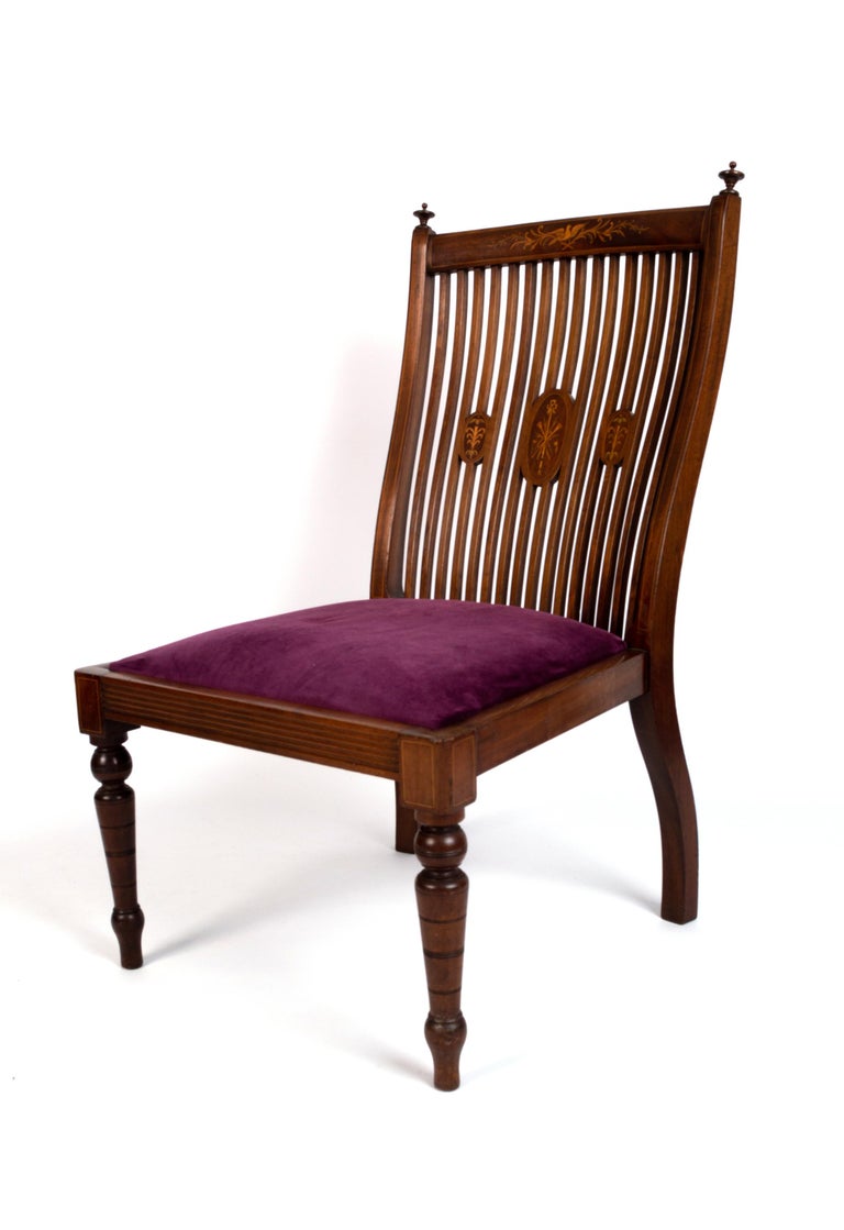 Pair Antique English Sheraton Revival Hall Chairs C.1900 For Sale at ...