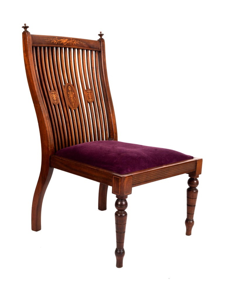 Pair Antique English Sheraton Revival Hall Chairs C.1900 For Sale at ...